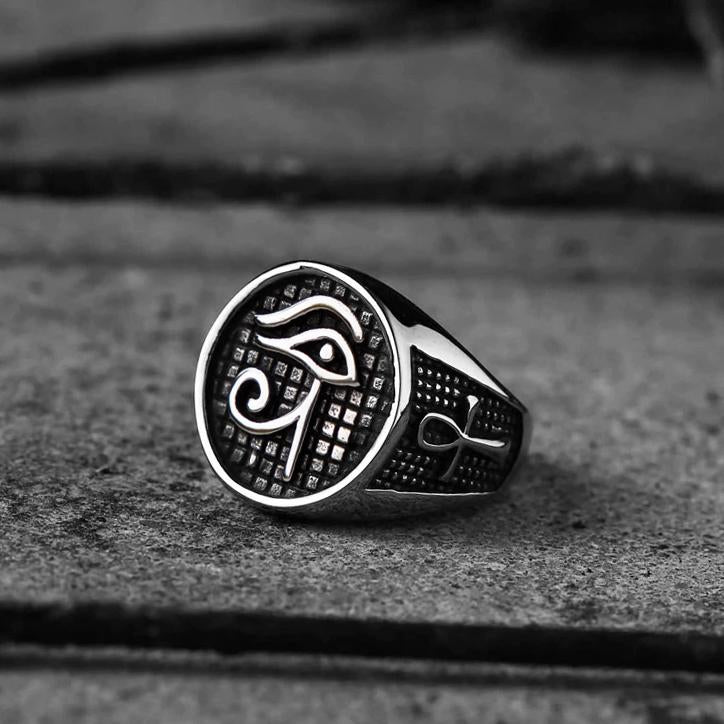 Eye of Horus Ring - Ankh & Ra - Stainless Steel - US – Higherchakra
